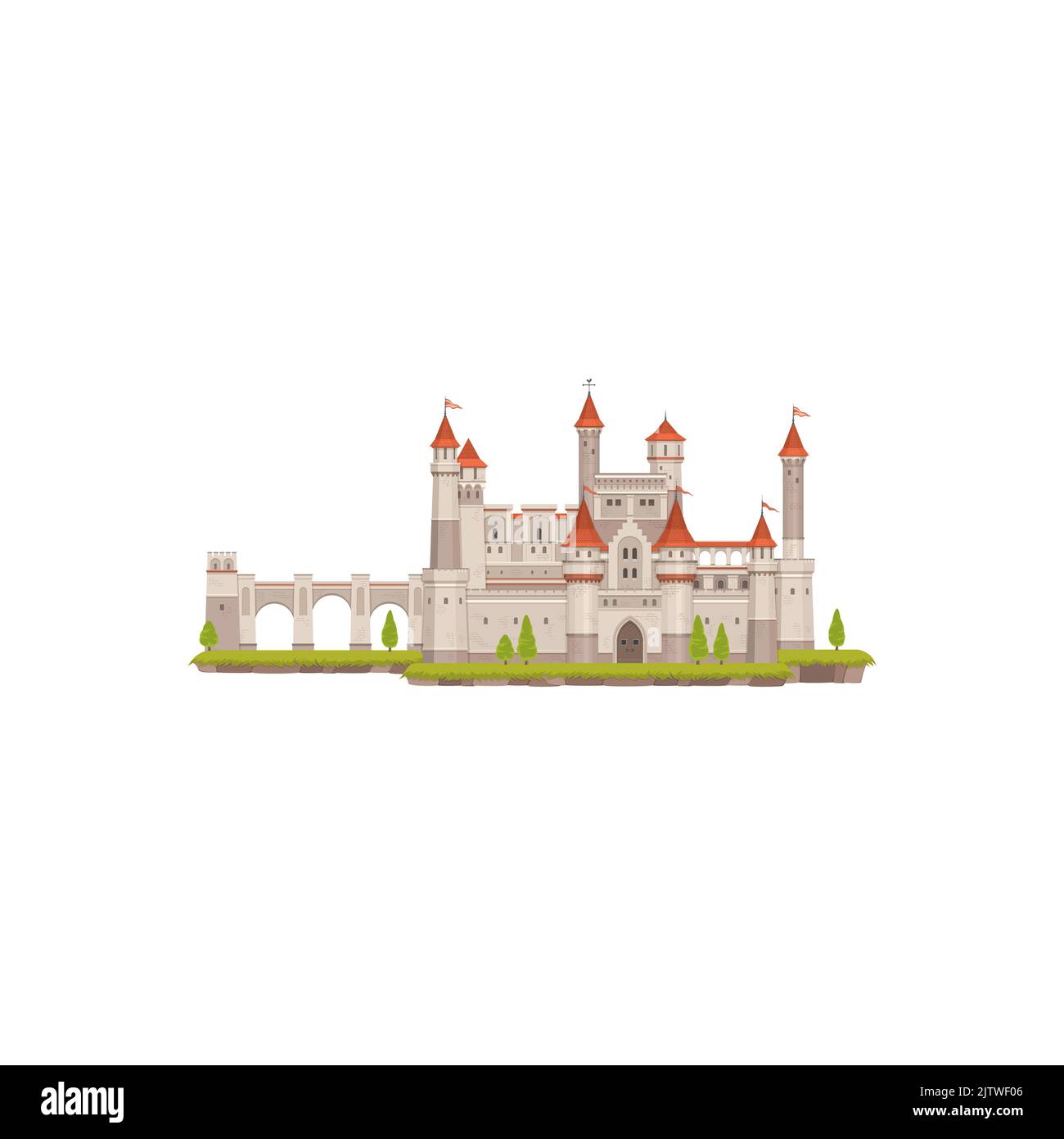 Royal fortress of prince princess, medieval castle isolated cartoon ...
