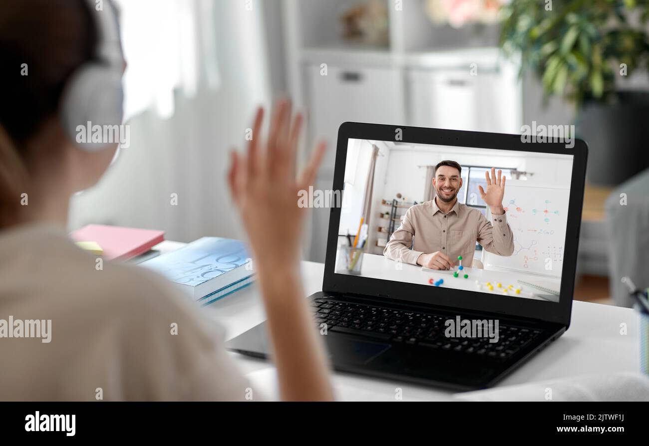 student with laptop having online class at home Stock Photo - Alamy