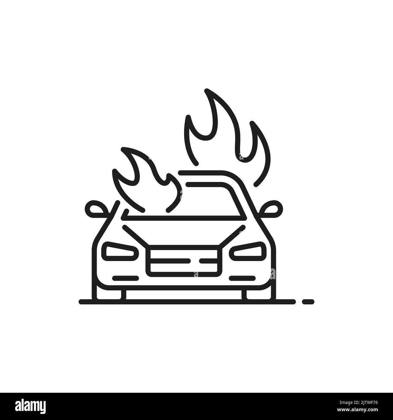 Car collision, accident or damage thin line icon. Automobile damage in ...