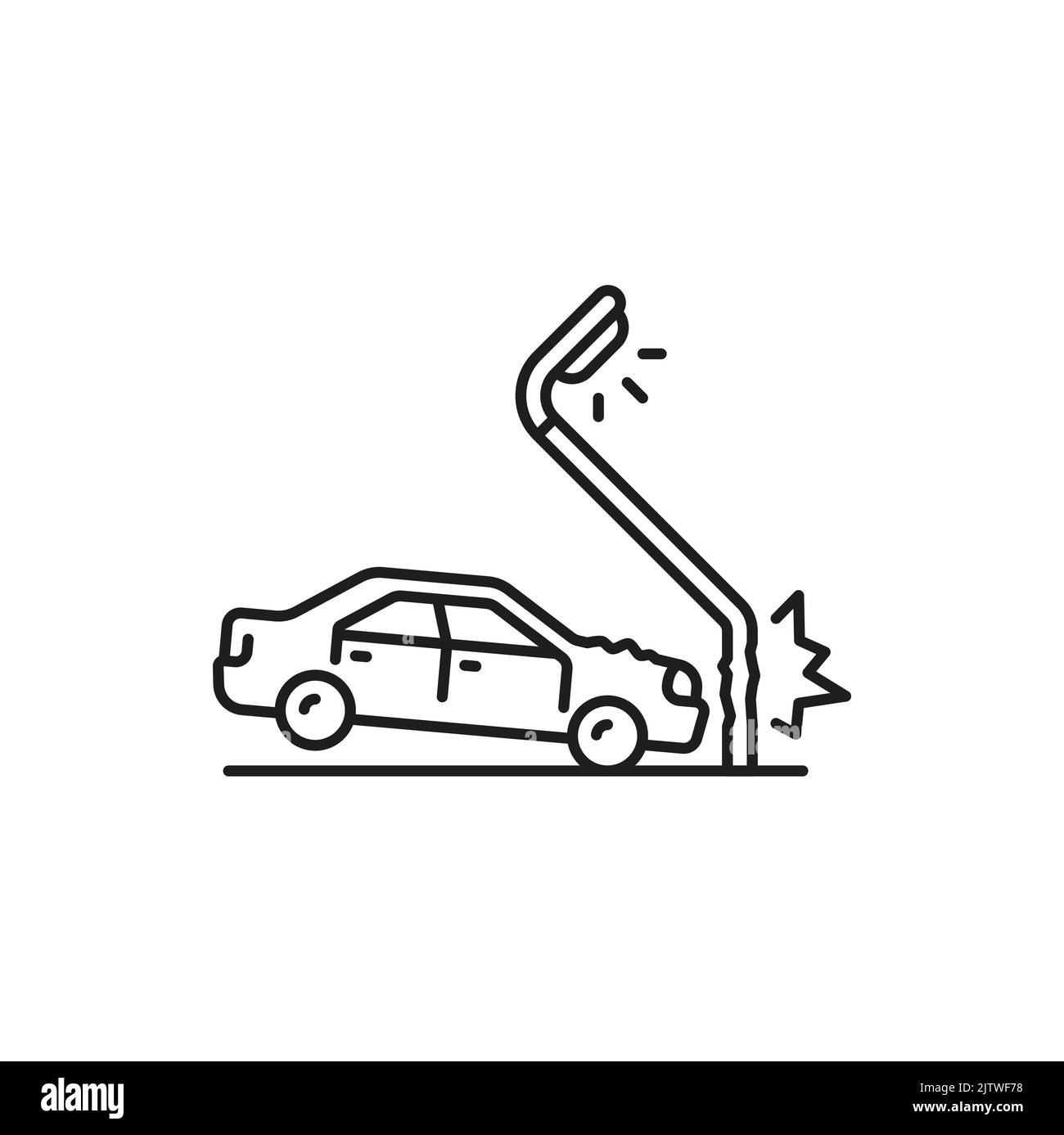 Car accident, damage or crash line icon. Vehicle insurance thin line ...