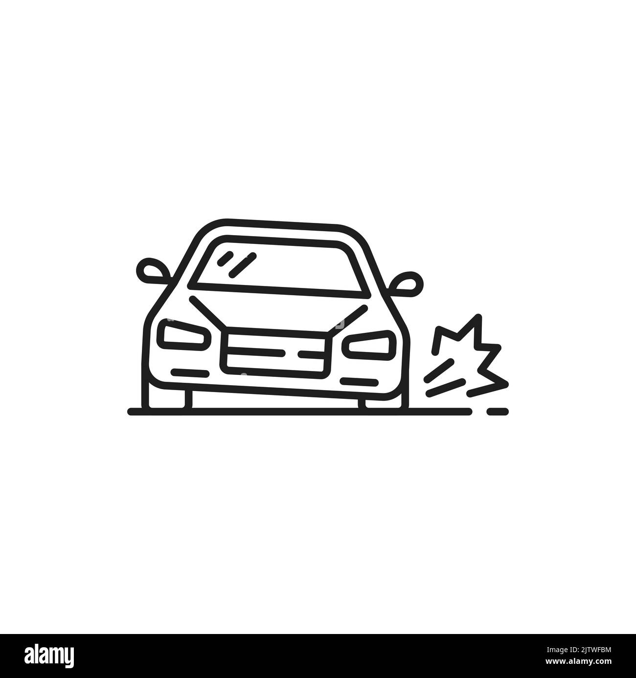 Car damage, collision or road accident thin line icon. Vehicle ...
