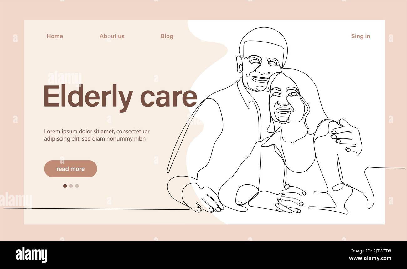 Programs for Seniors Landing Page Template. Elderly Health Care. Elderly care. Cartoon People ...