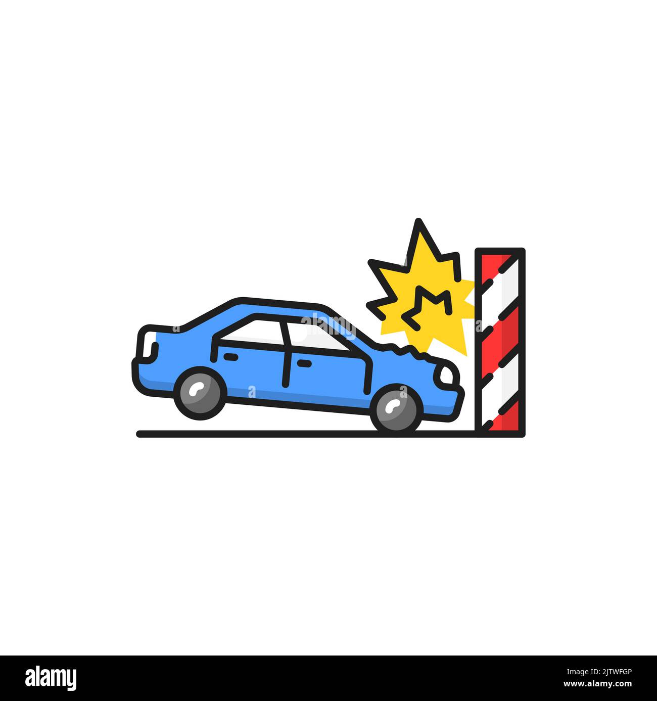 Broken automobile, car bump into wall, isolated vector accident on road ...