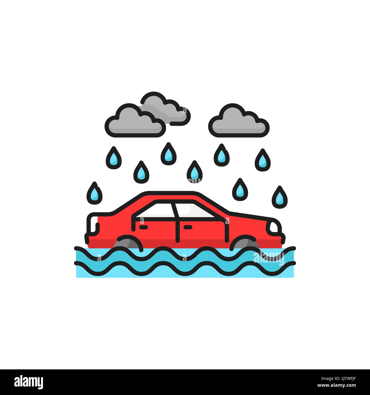 Stuck in flood Stock Vector Images - Alamy