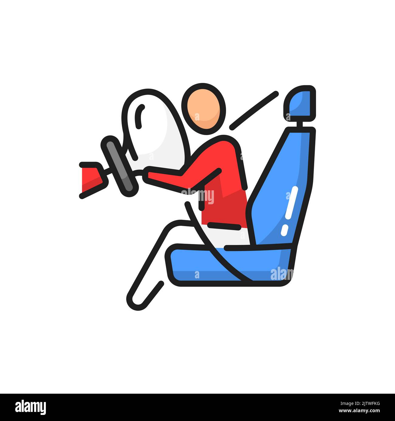 Car airbag sign isolated color line icon. Vector vehicle crash with ...