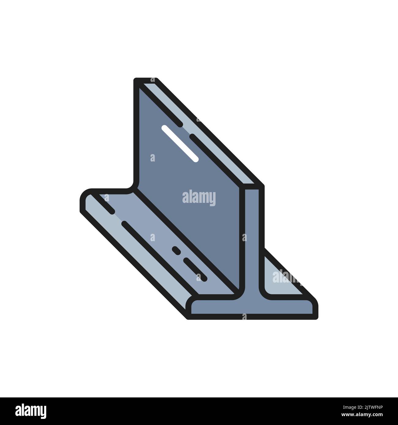 T shape angle rail rolled metal product of aluminium isolated outline ...