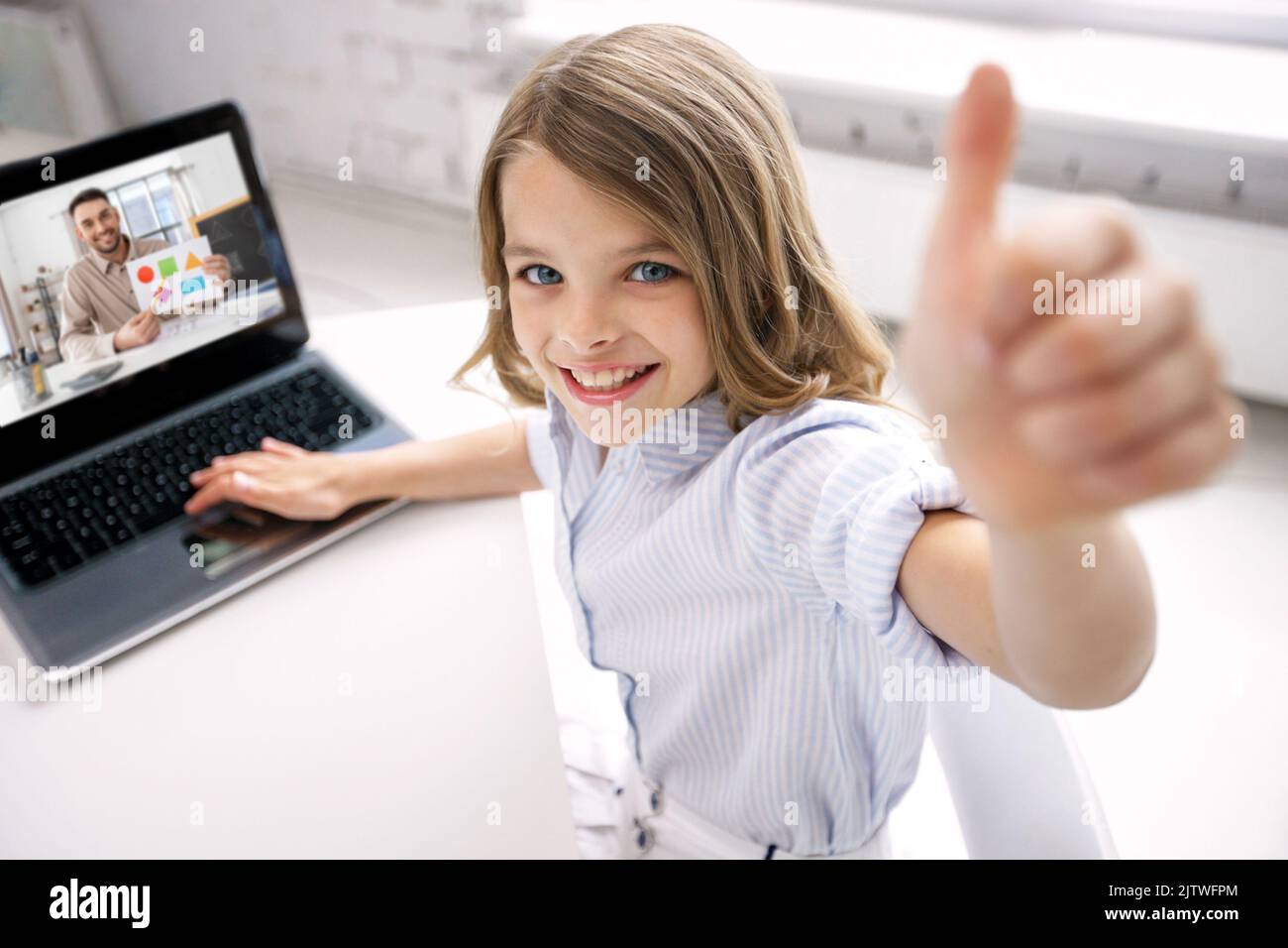 student girl with laptop learning online at home Stock Photo - Alamy