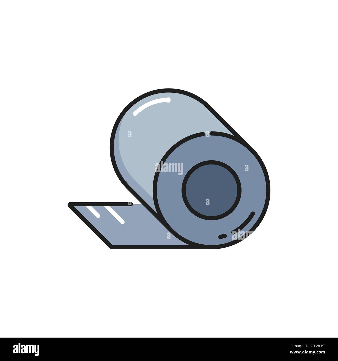 Roll of metal foil isolated outline PVC film, heavy metal galvanized ...