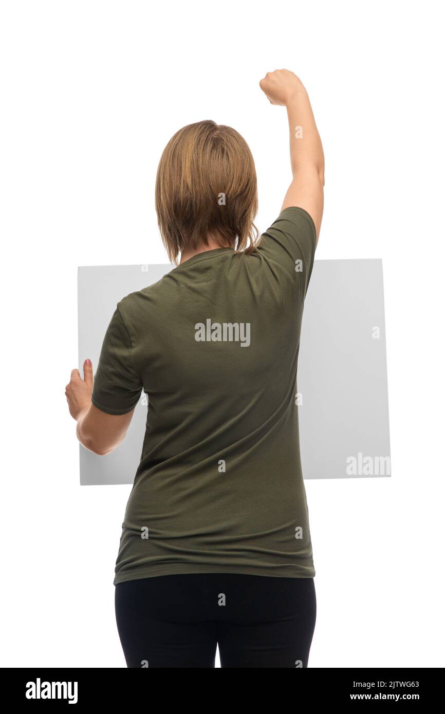 woman with poster protesting on demonstration Stock Photo - Alamy