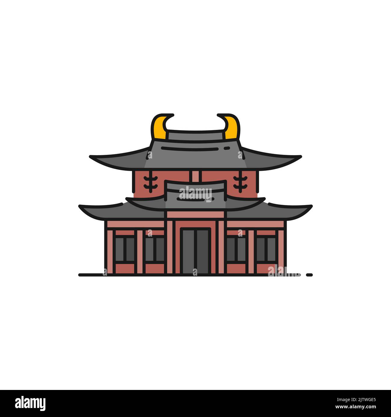 Large Buddhist temple Chi Lin Nunnery building isolated color outline ...