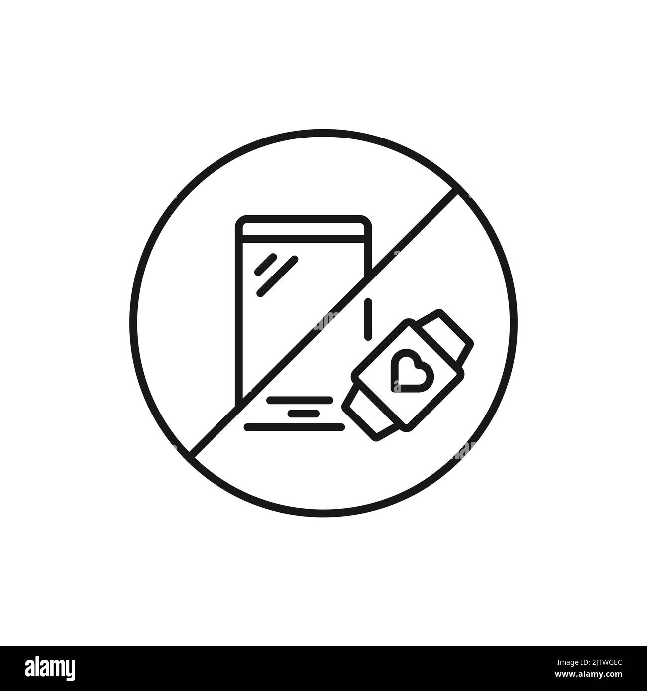 Forbidden to use smart gadgets at mri scan isolated outline icon ...
