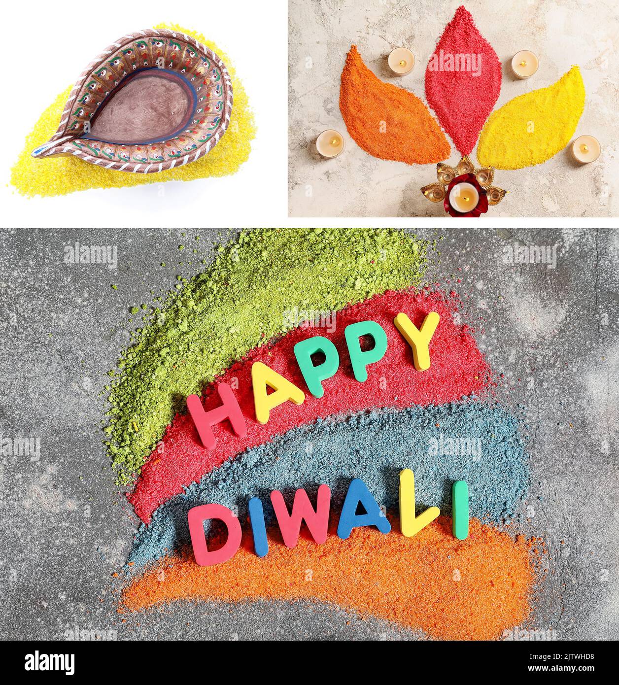 Collage for Indian holiday Diwali (Festival of lights Stock Photo - Alamy