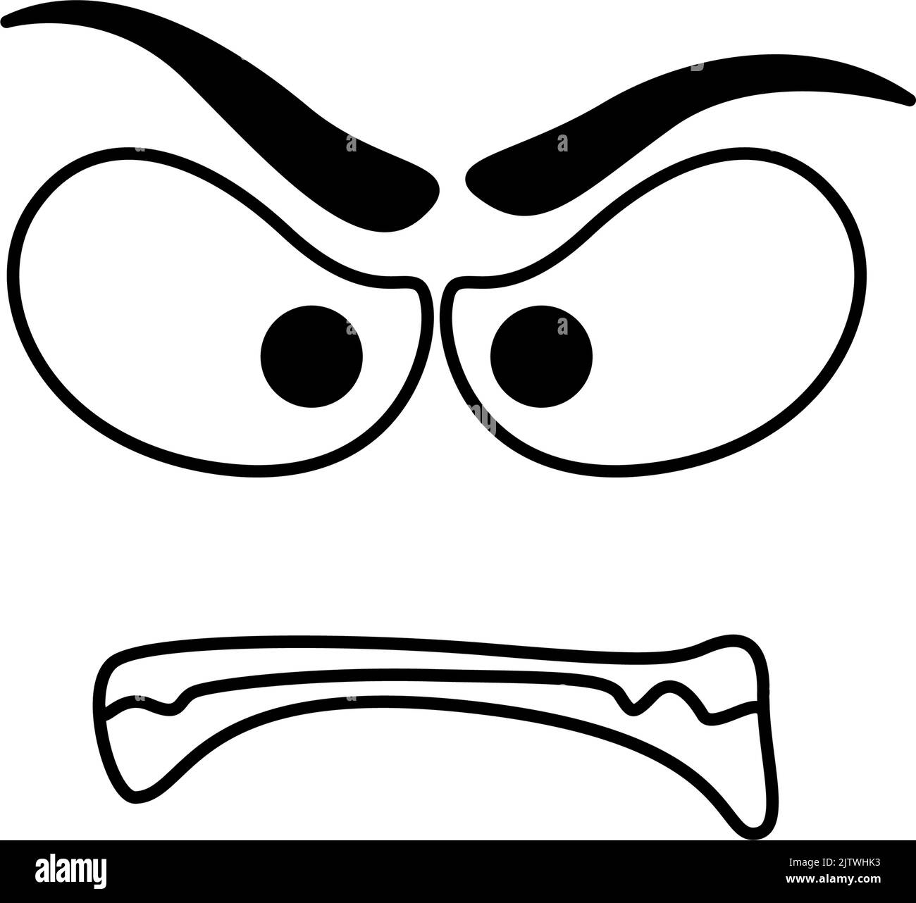 Angry smile face emoticon, cartoon line emoji. Vector isolated comic ...