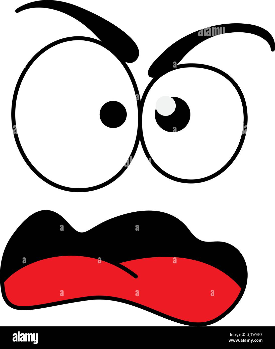 Shocked smile face emoticon, cartoon line emoji. Vector isolated scared ...