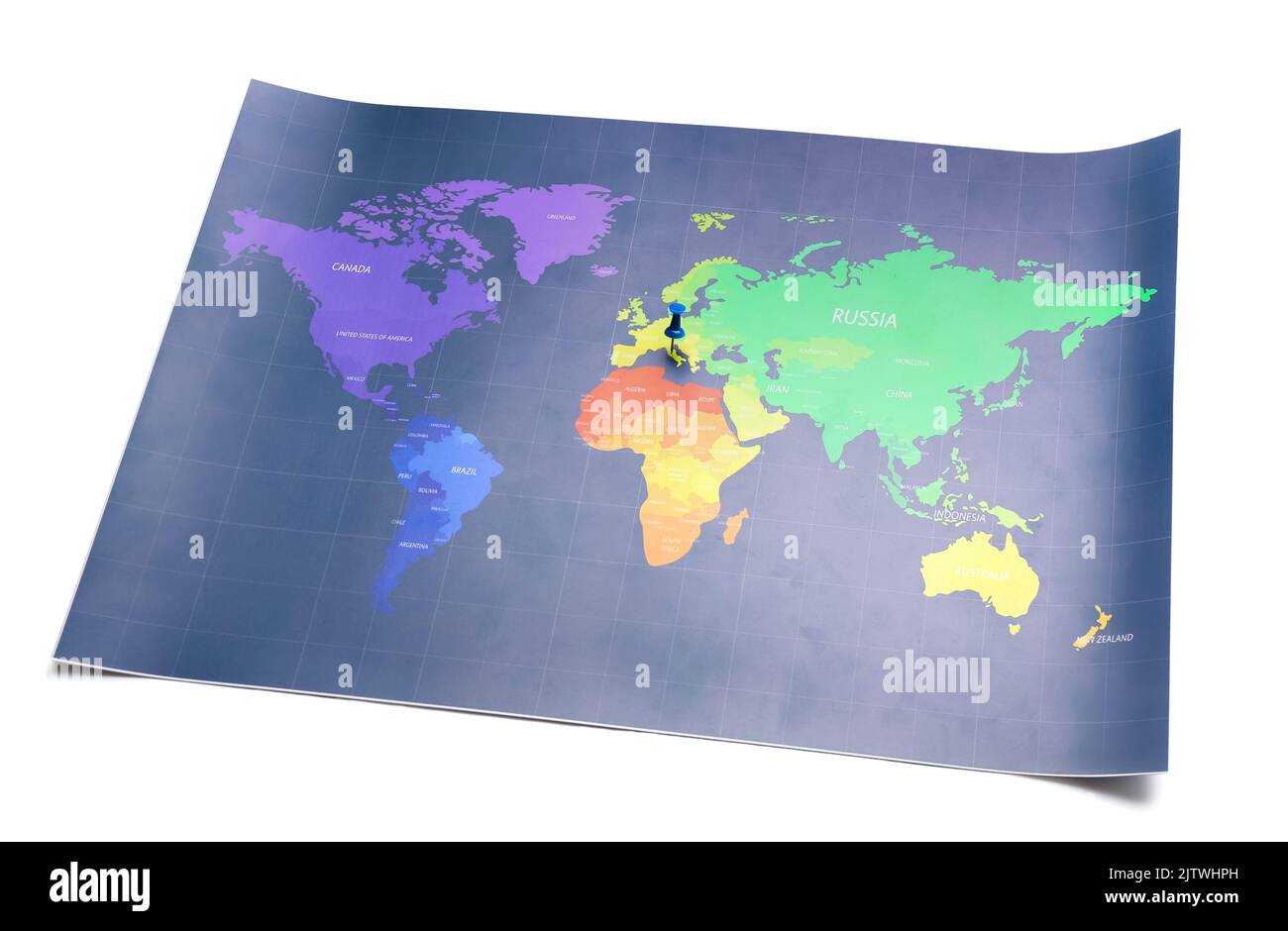 World map with pin isolated on white background Stock Photo - Alamy