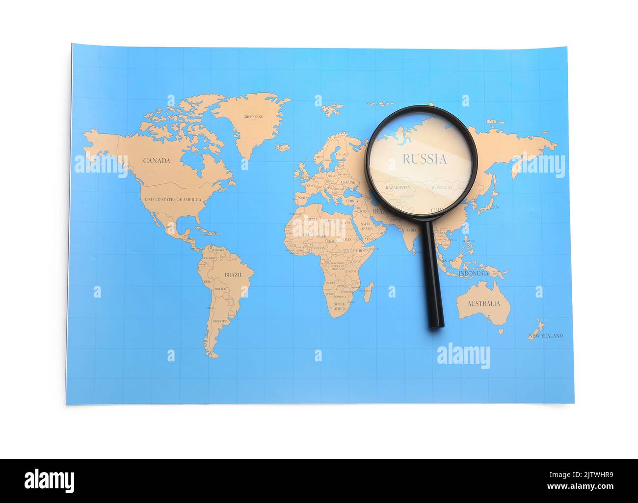 World map and magnifying glass isolated on white background Stock Photo ...