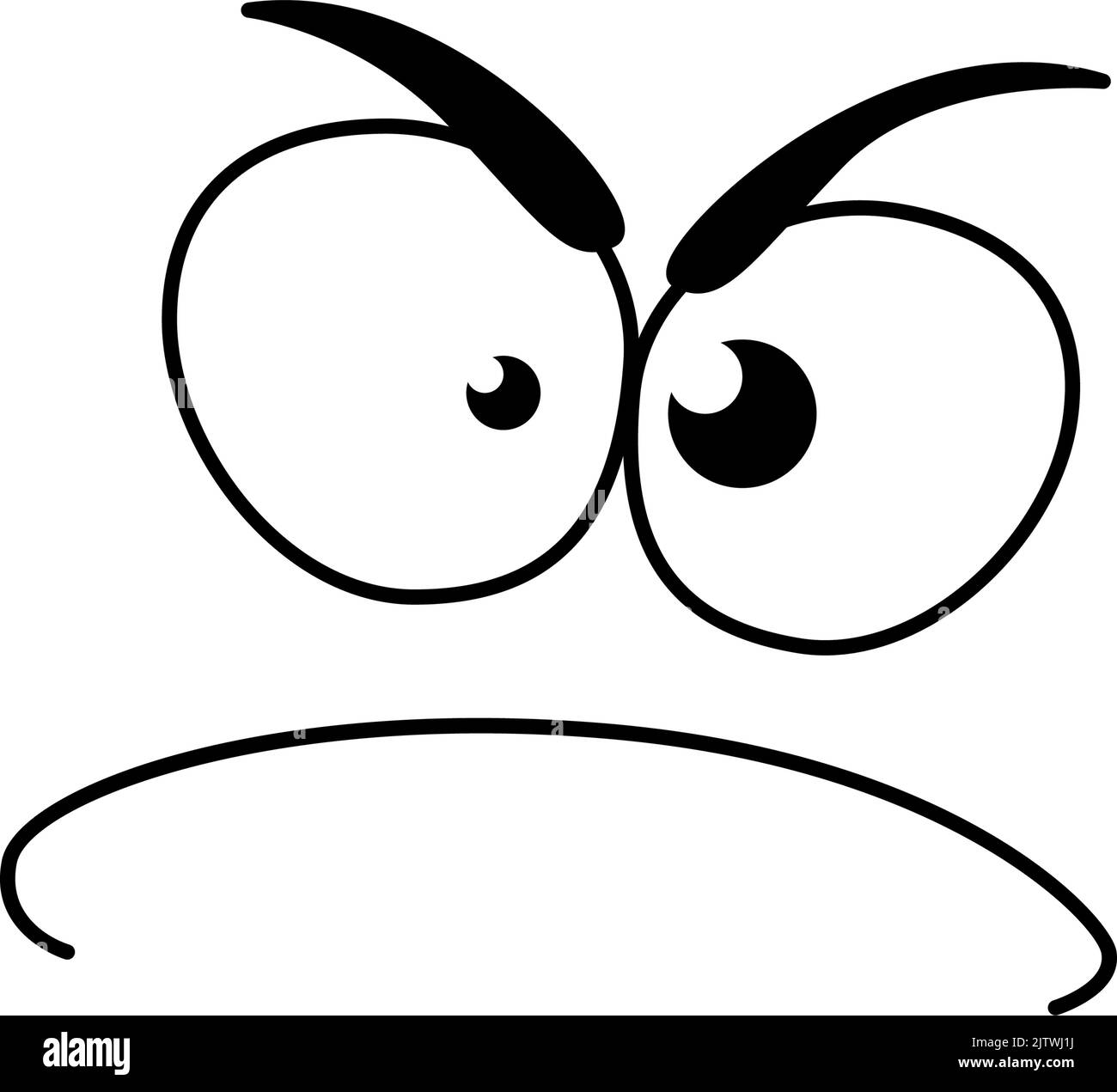 Angry smile face emoticon, cartoon line emoji. Vector isolated ...