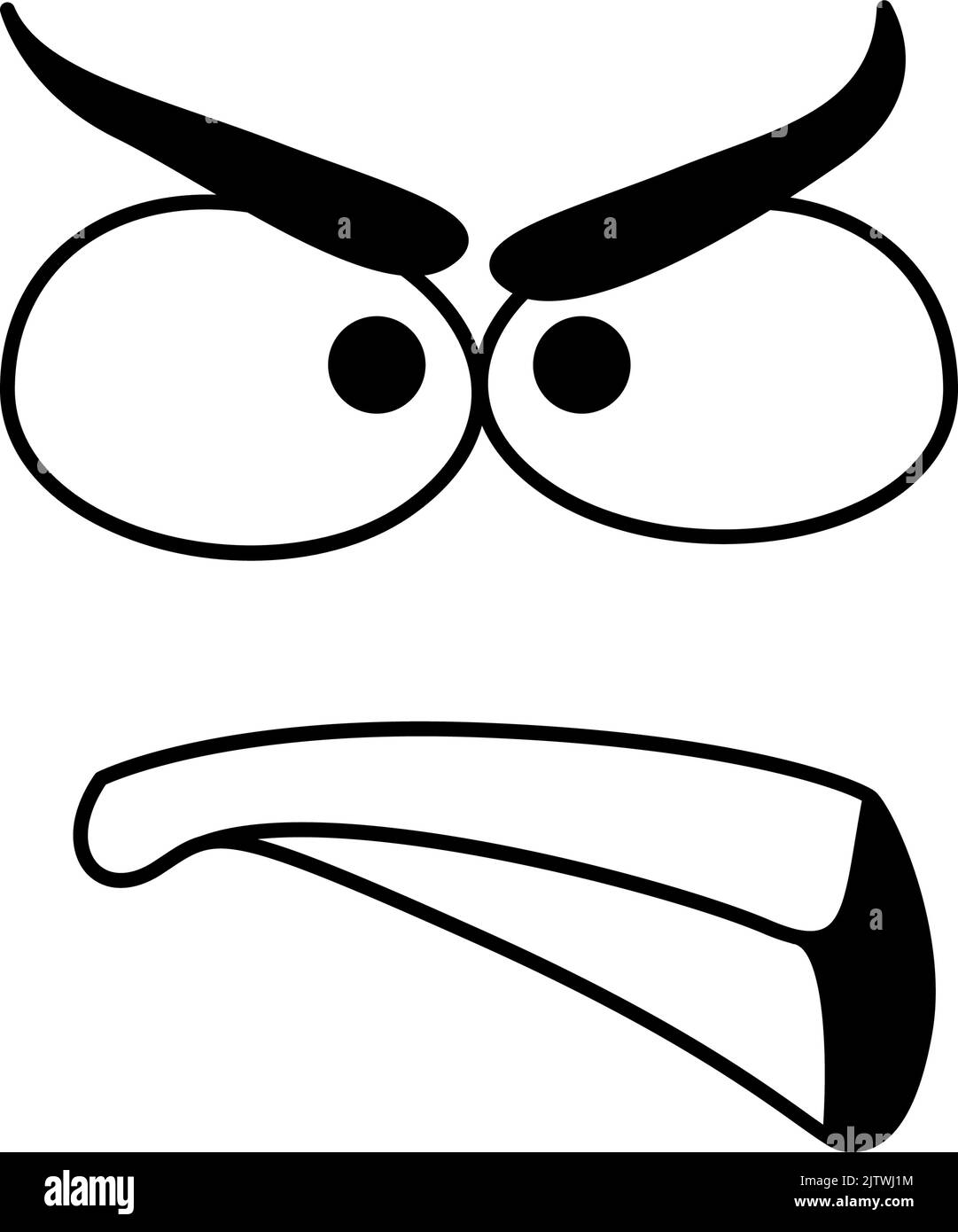 Angry smile face emoticon, disgruntled comic smiley with annoyed ...