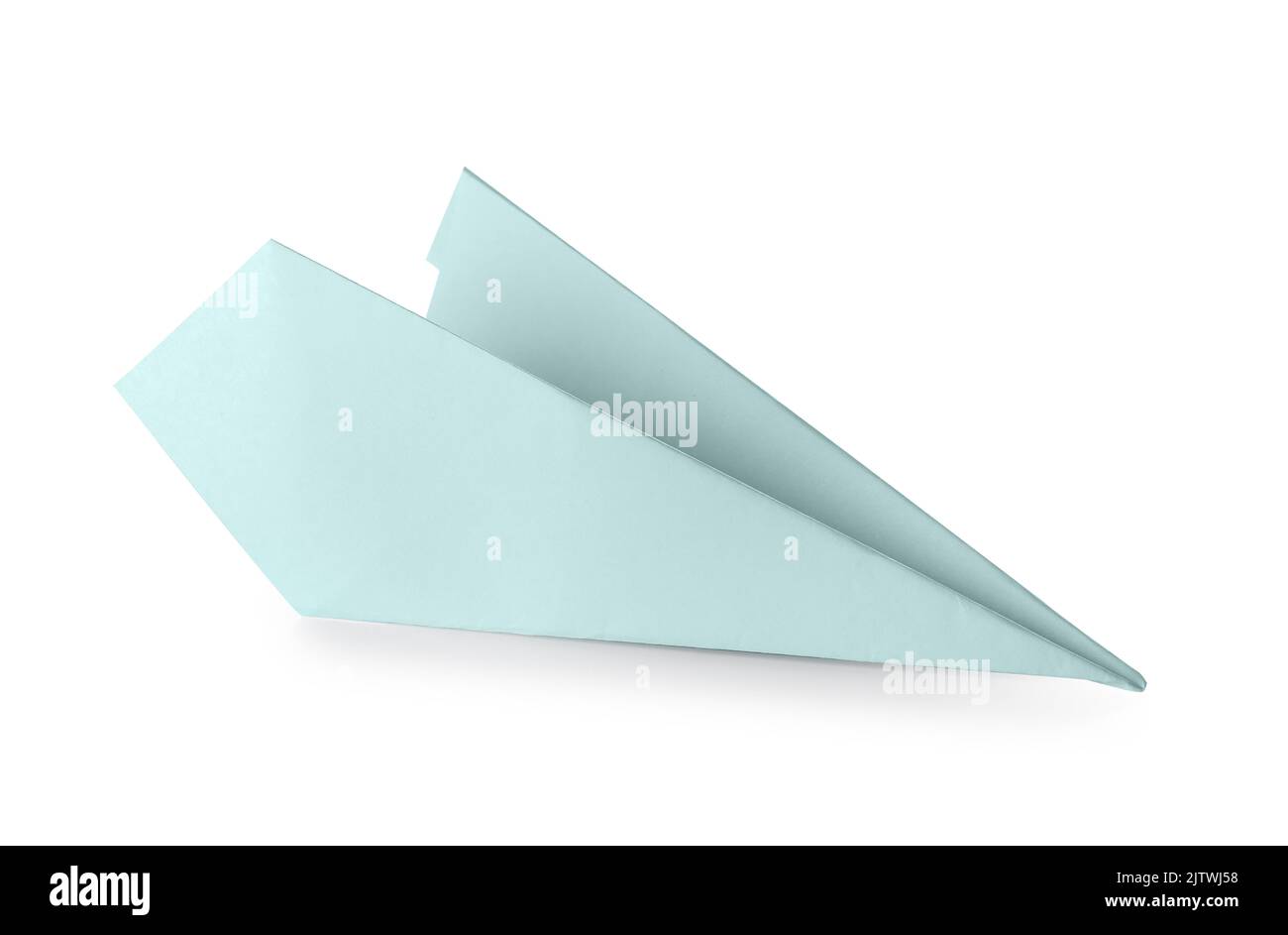 Blue paper plane on white background Stock Photo - Alamy