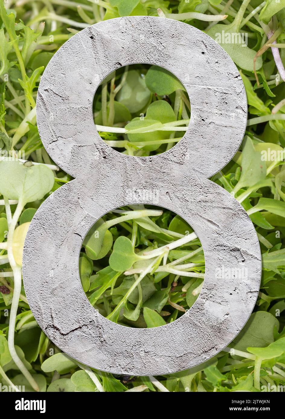 Number 8 with concrete texture, on nature background Stock Photo - Alamy