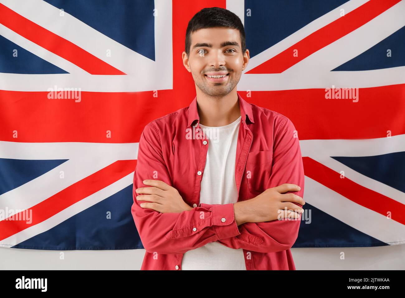 Man smiling united kingdom flag hi-res stock photography and images - Alamy