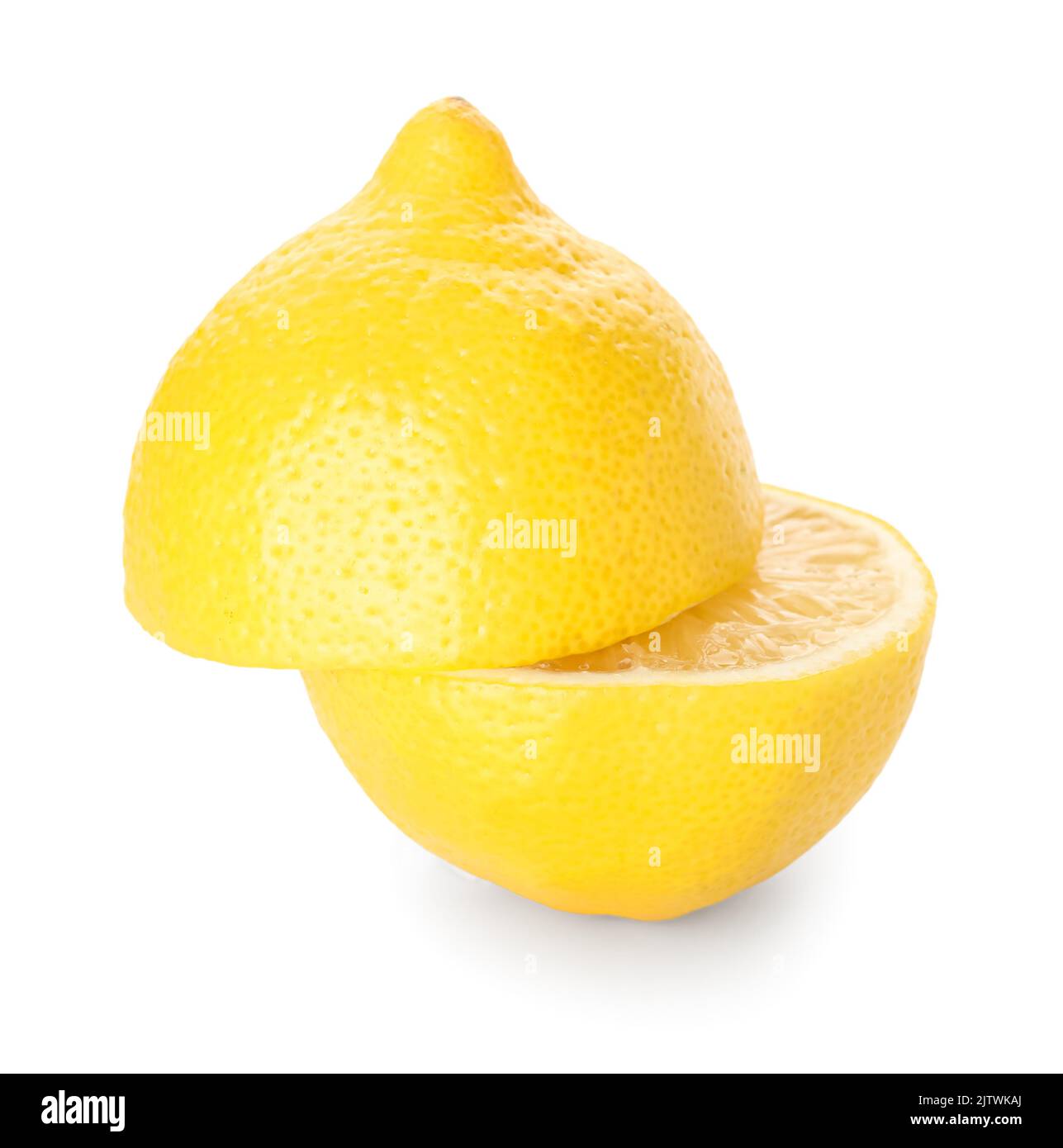 Halves of fresh lemon on white background Stock Photo - Alamy