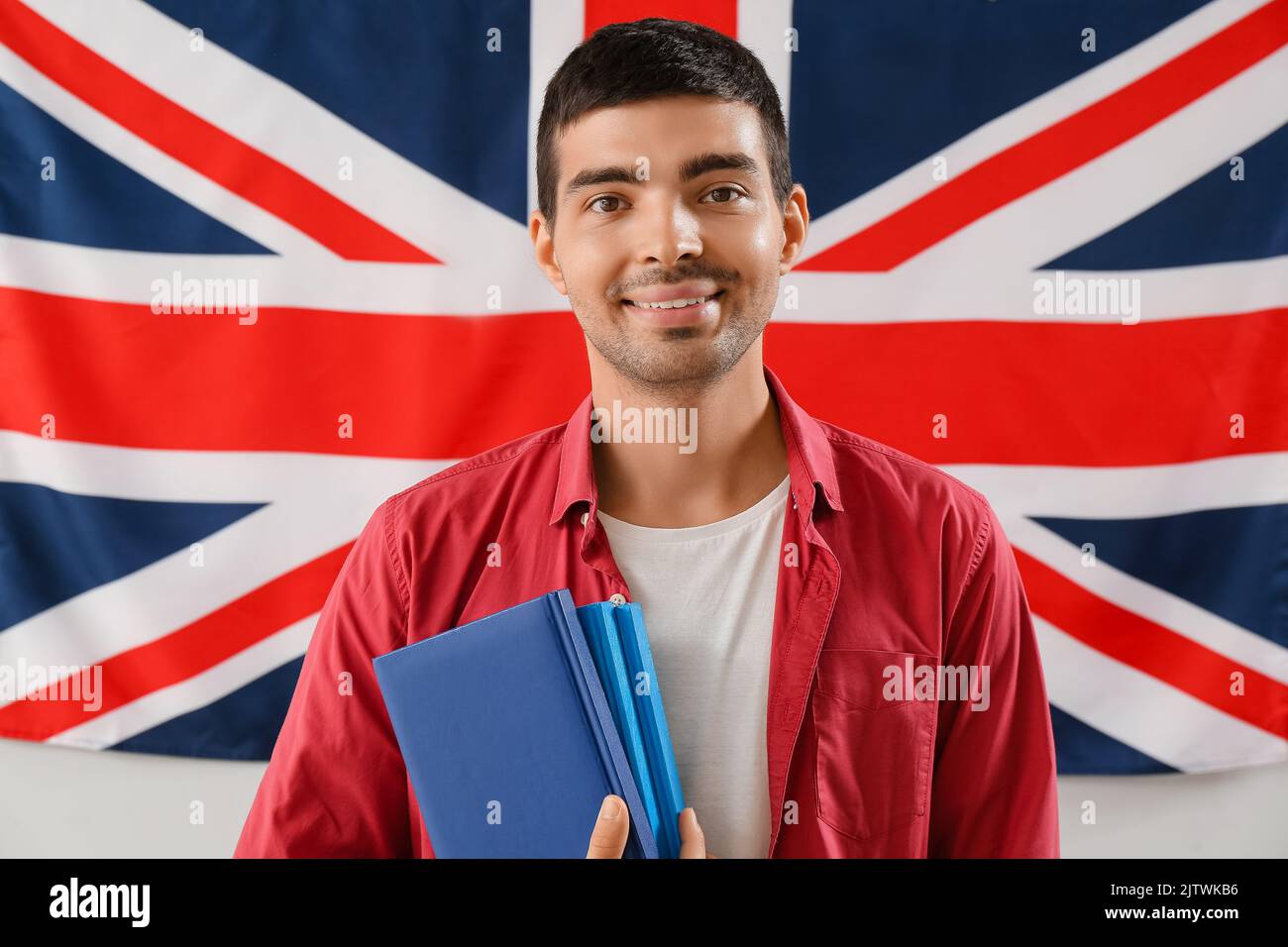 Closeup smiling man british flag hi-res stock photography and images ...