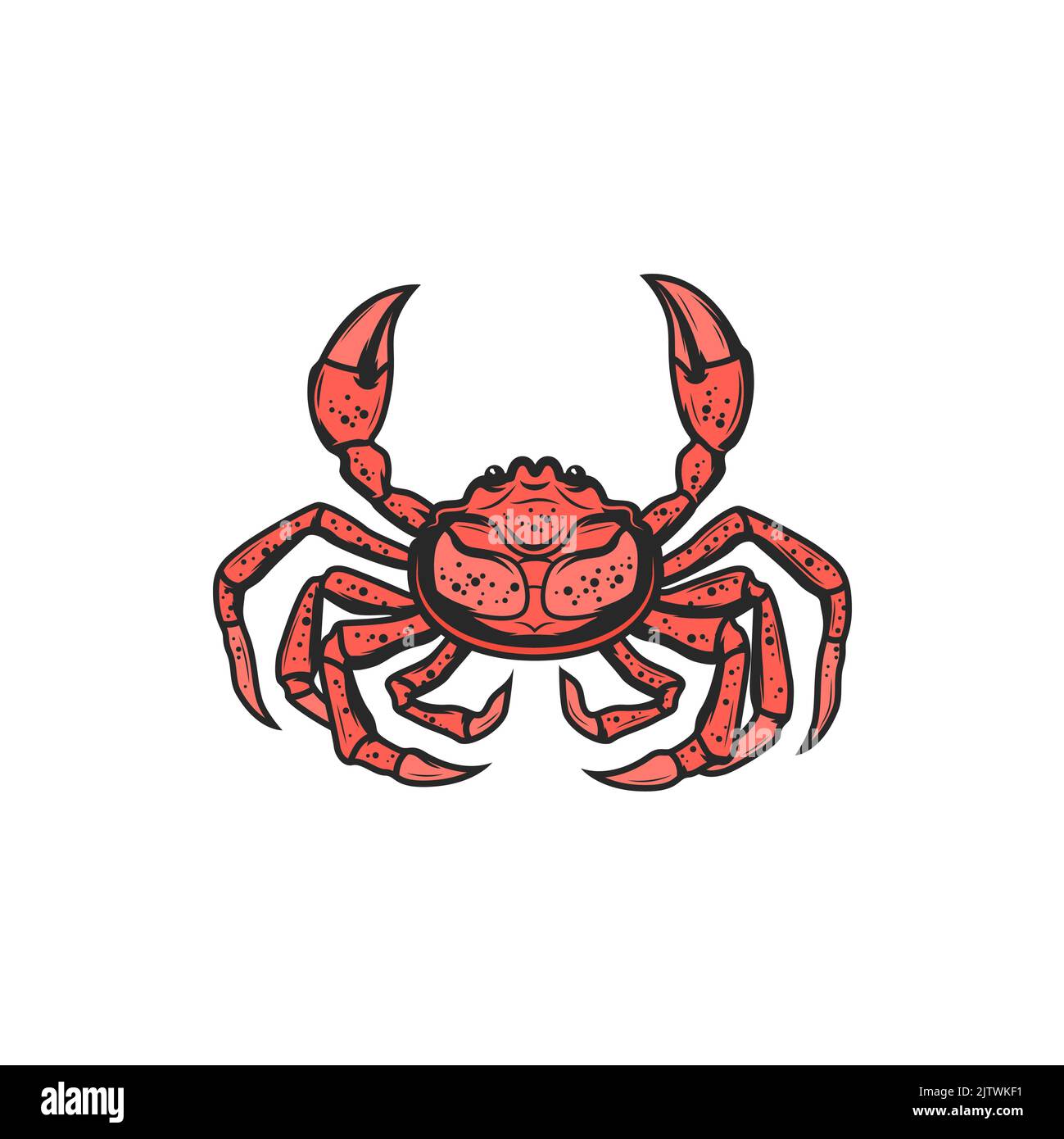 Red crab isolated animal with pincers cartoon sketch icon. Vector hand ...
