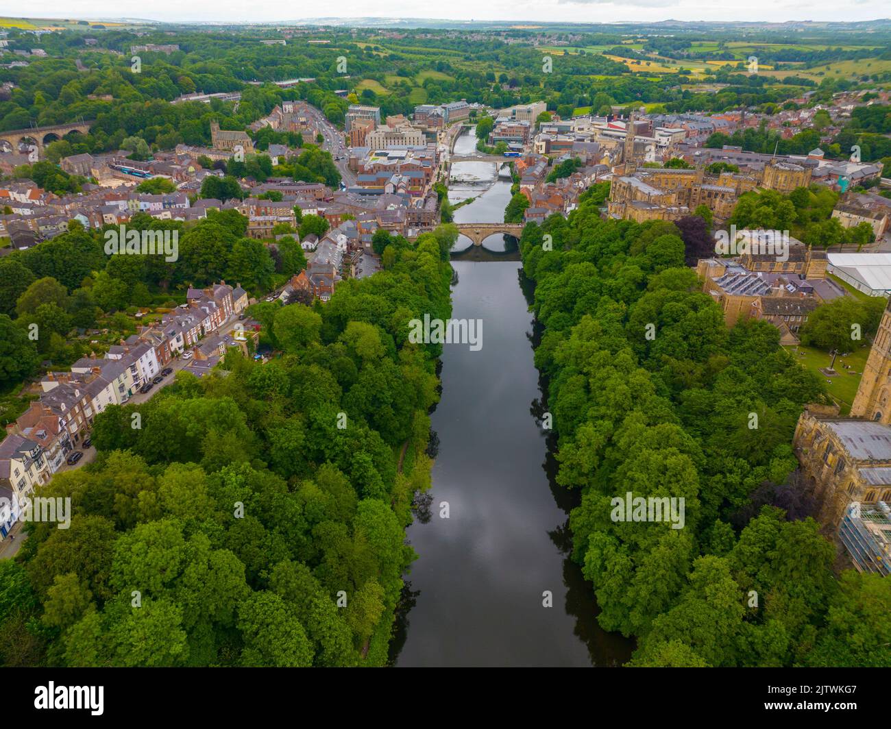 Historic city center of Durham aerial view including Framwellgate ...