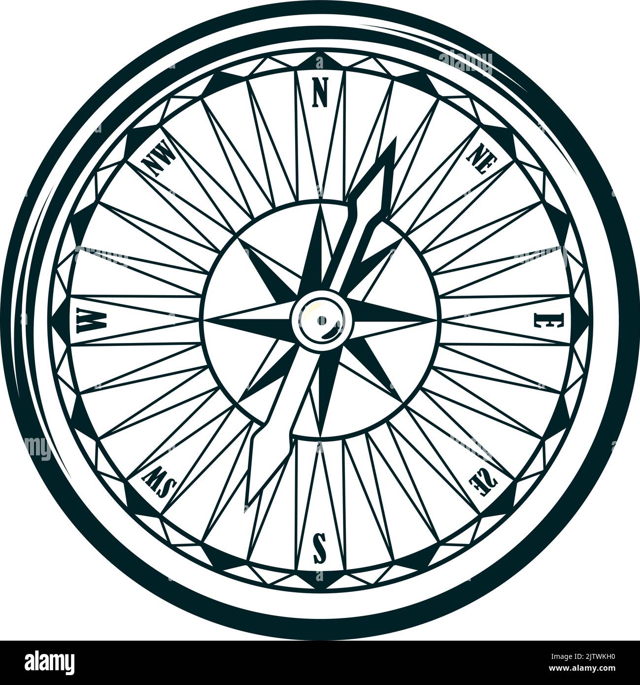 Compass, ship navigation and nautical marine equipment, vector icon ...