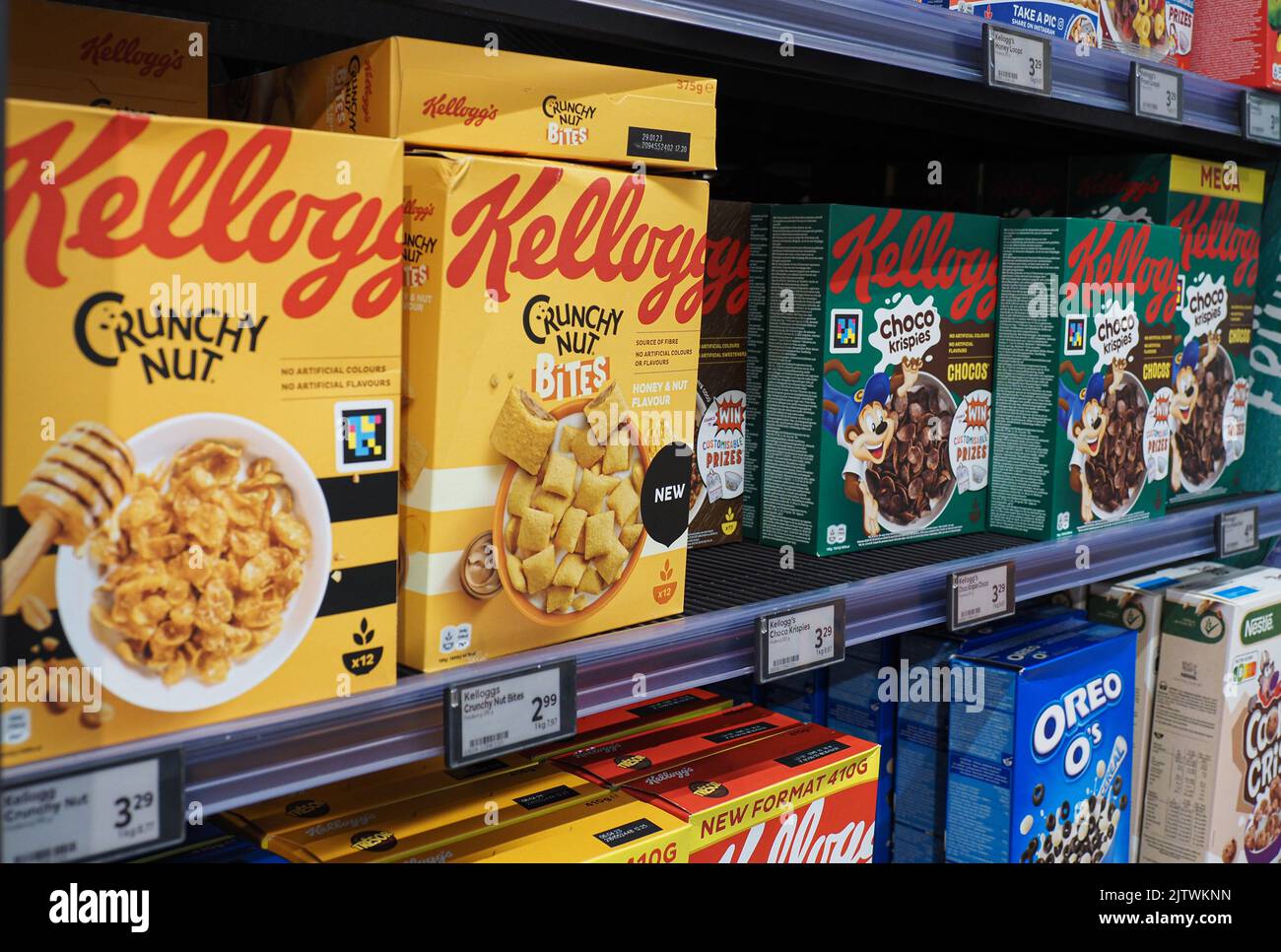 Kelloggs snacks seen at Billa supermarket at Vienna Central Station ...