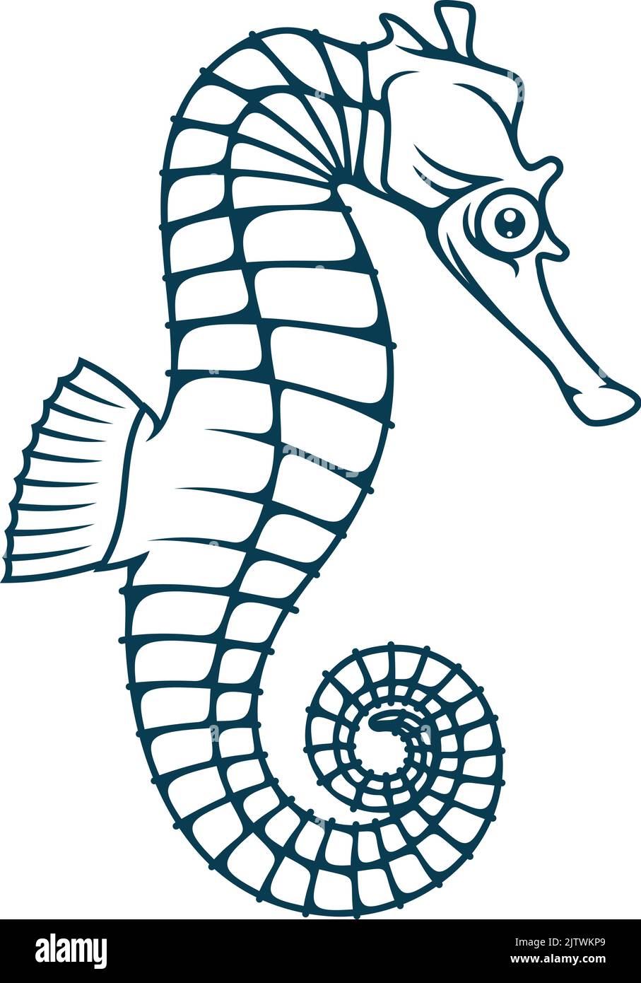Seahorse, sea and ocean animal, marine and nautical vector icon. Sea ...