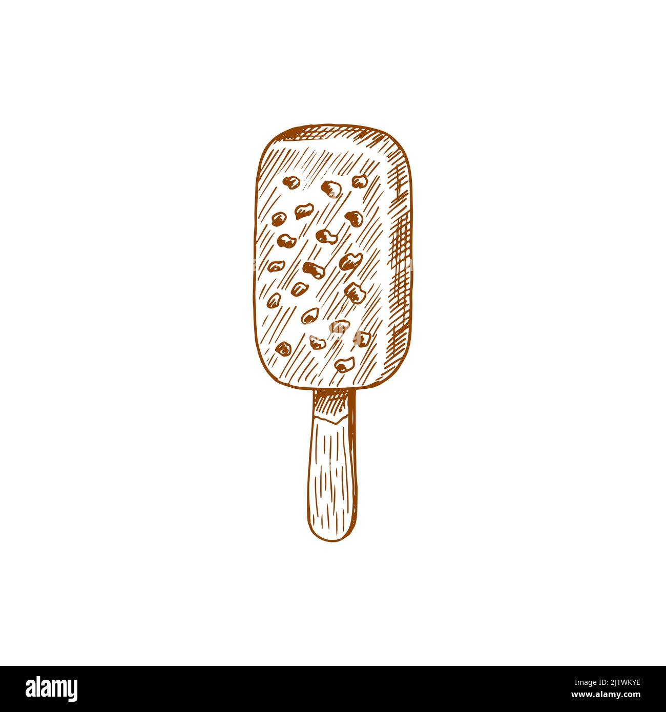 Sketch popsicle ice cream, vector sweet creamy dessert with nuts ...