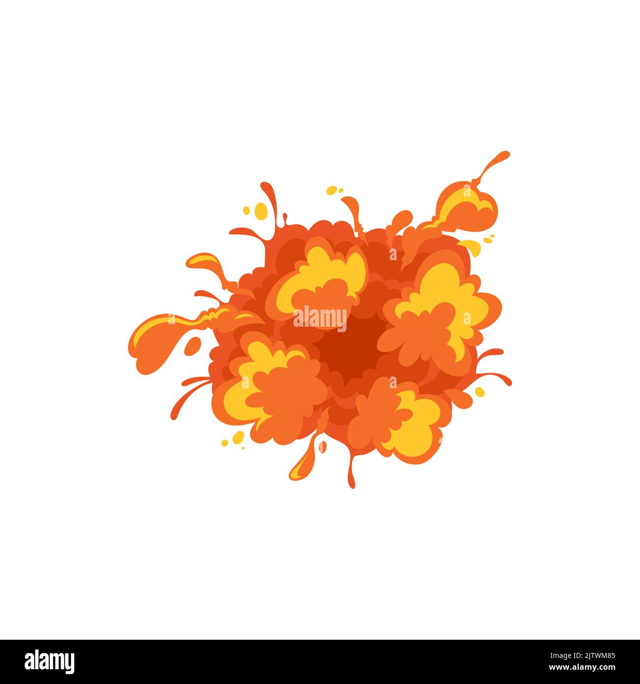 Blast of bomb, burning energy fireball isolated bomb burst effect. Vector magic fiery explosion ...