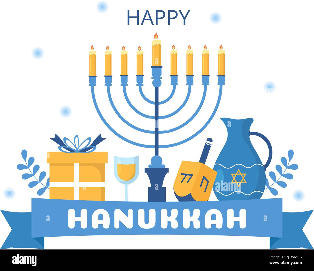 Happy Hanukkah Jewish holiday Template Hand Drawn Cartoon Flat ...