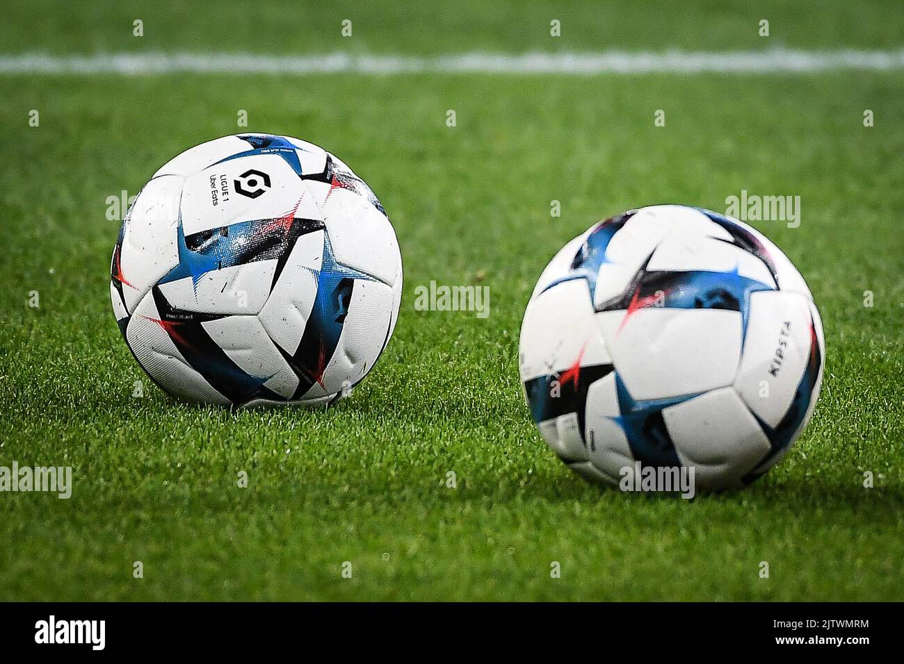 Illustration of the Kipsta match balls during the French championship ...