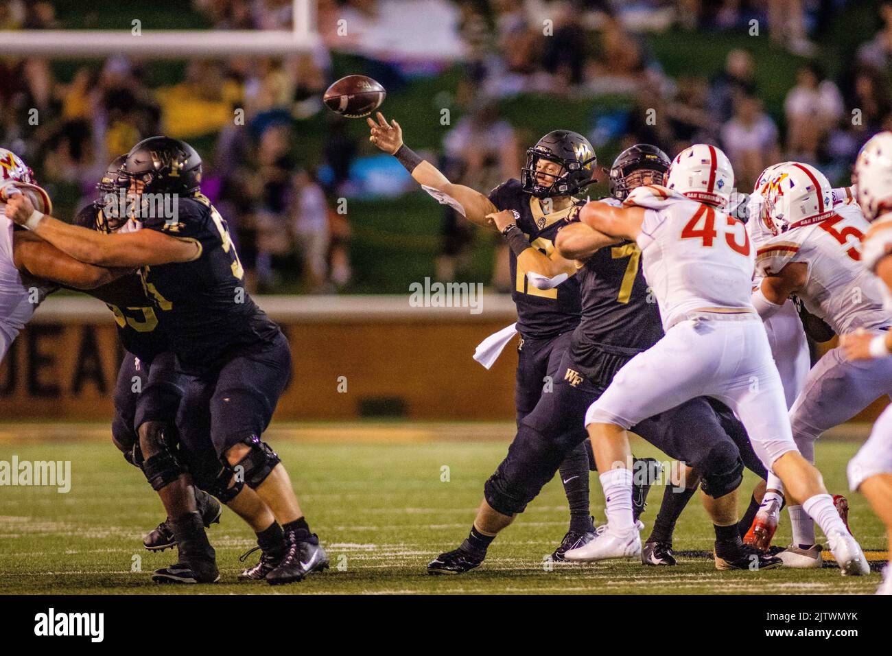 September 1, 2022: Wake Forest Demon Deacons quarterback Mitch Griffis (12) throws the ball ...