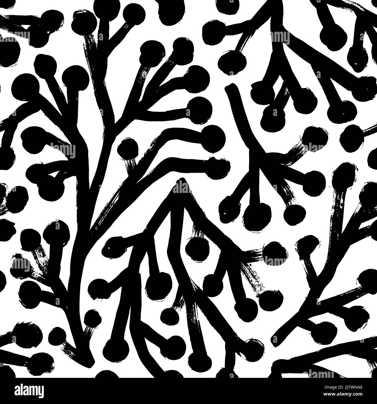 Hand drawn berry branches vector seamless pattern Stock Vector Image ...