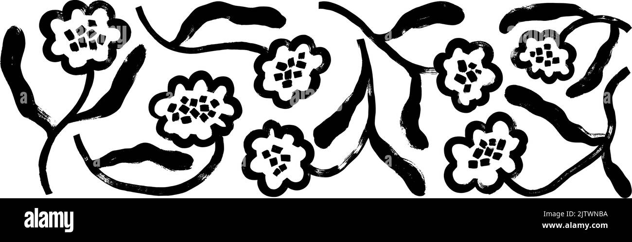 Abstract naive hand drawn flowers vector set Stock Vector Image & Art ...