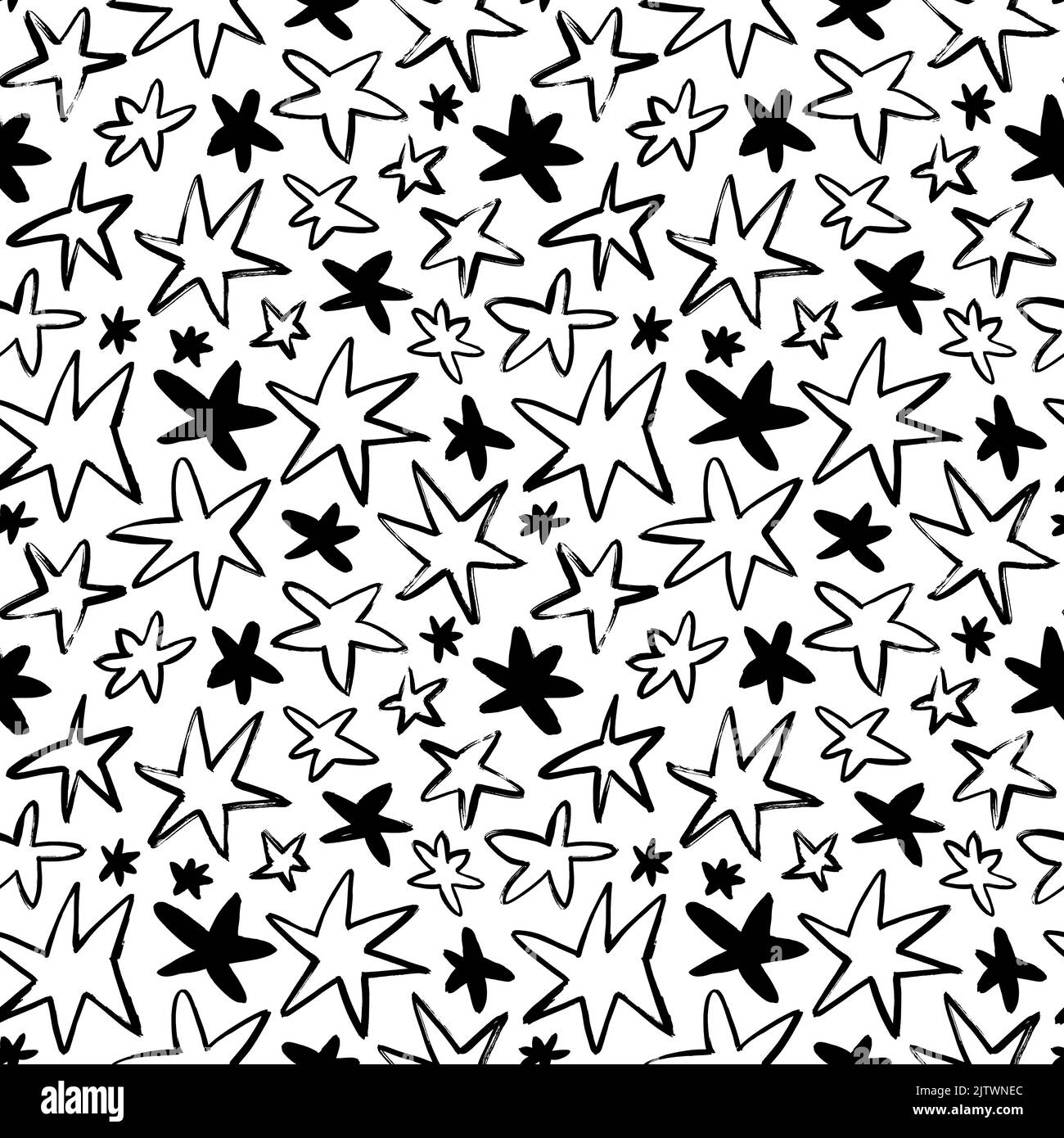 Cartoon stars hand drawn vector seamless pattern Stock Vector Image ...