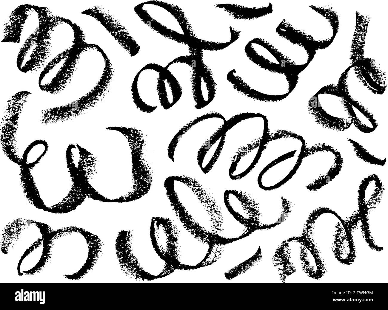 Hand drawn charcoal curved lines and brushstrokes Stock Vector Image ...
