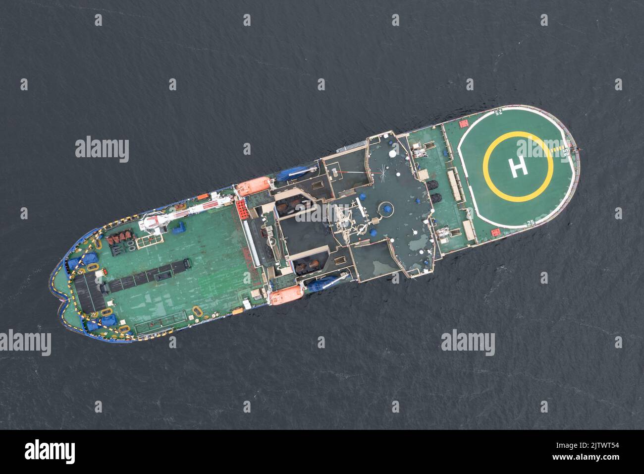 The ice breaker with a platform for helicopter landing, in the middle ...