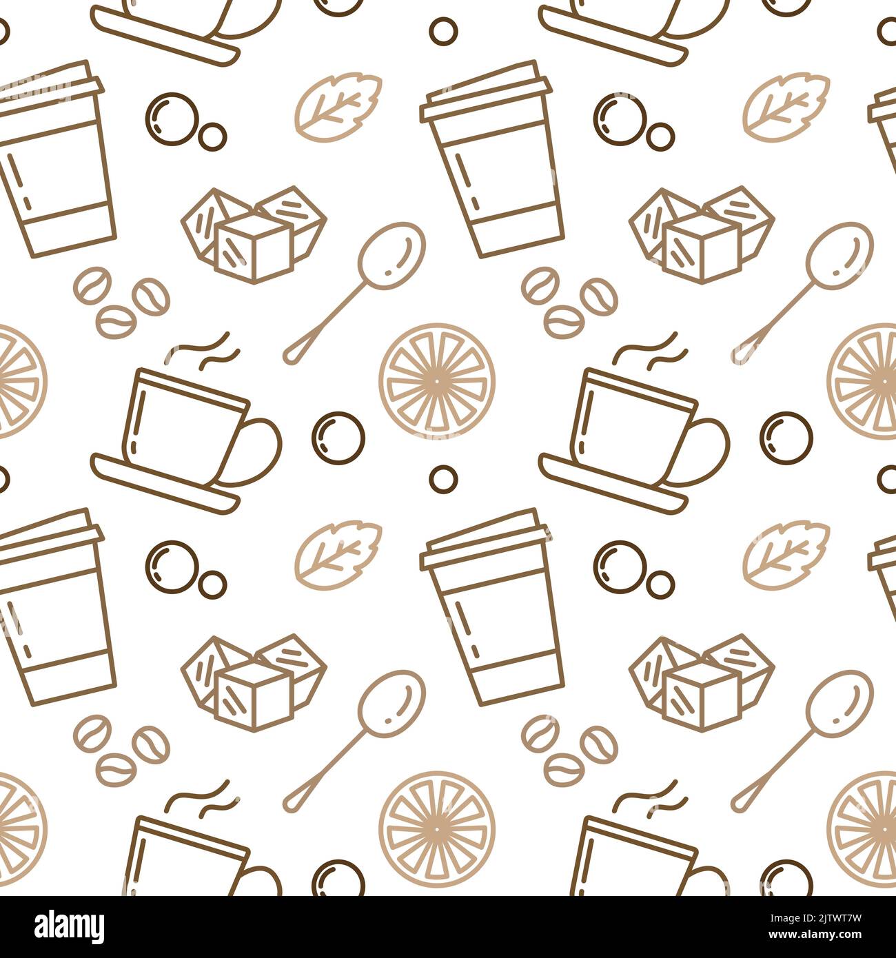 Coffee Cafe Beverage Seamless Pattern White Background Stock Vector ...