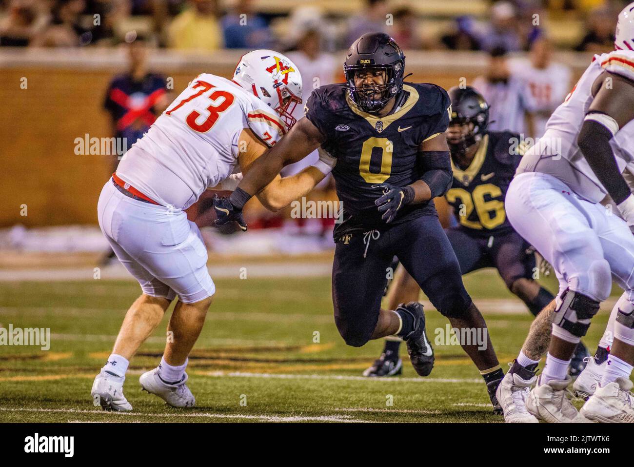 September 1, 2022: Virginia Military Institute Keydets offensive lineman Austin Doyle (73) gets ...