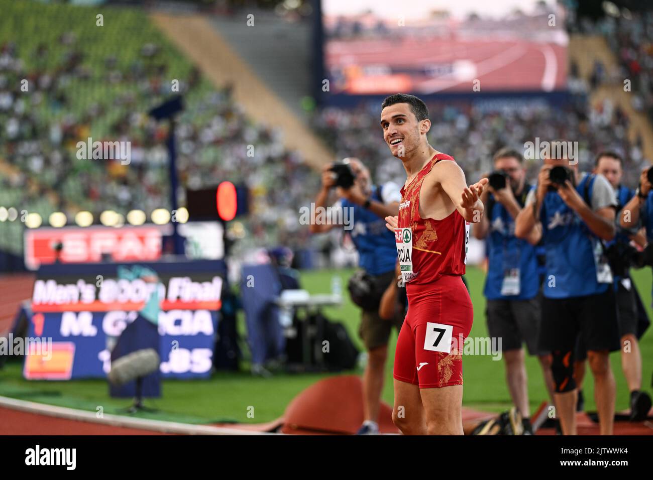 Mariano Garcia with her country's flag at the European Athletics ...