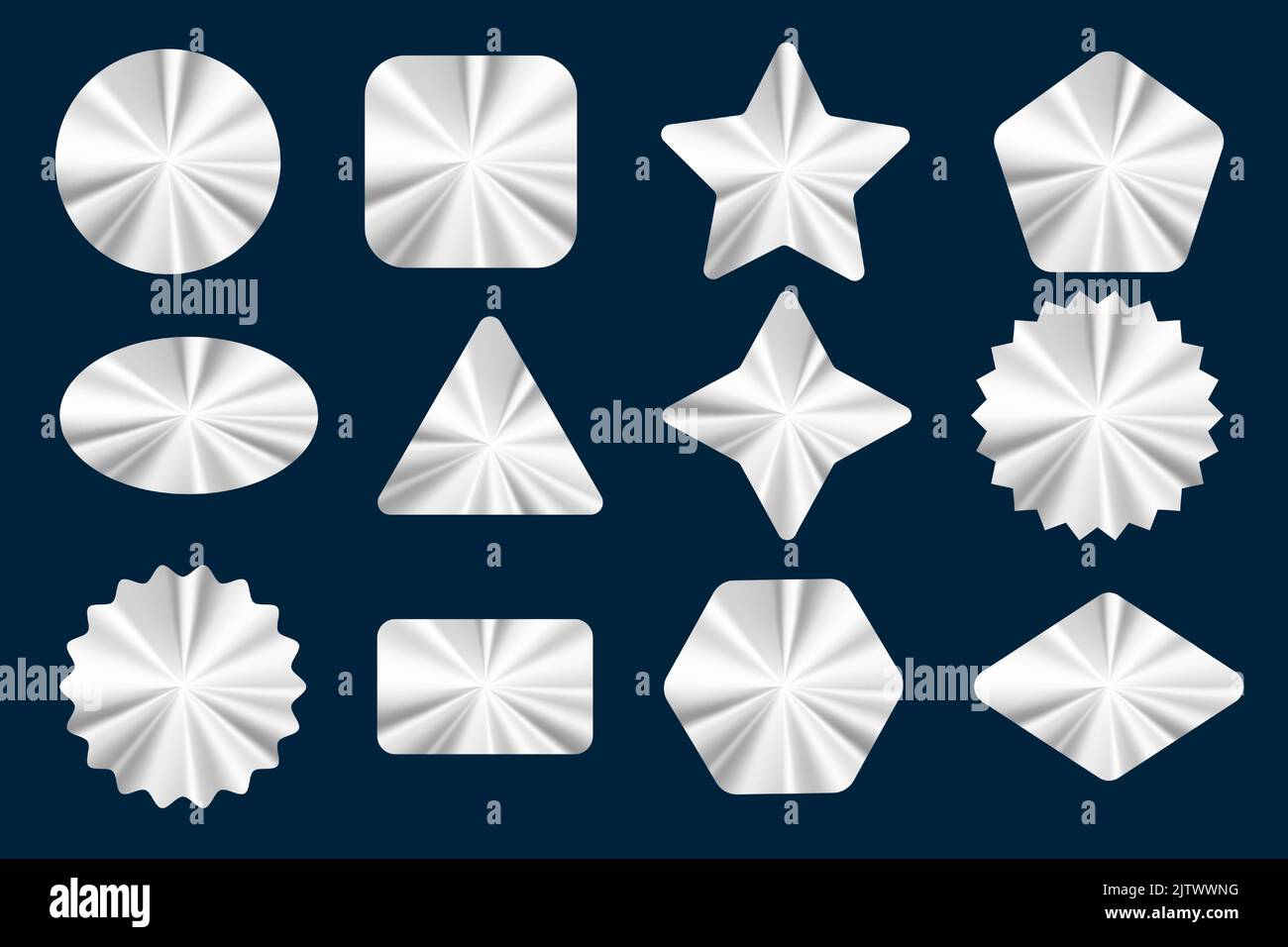 Silver gradient stickers with metal texture. Chrome badges in different ...