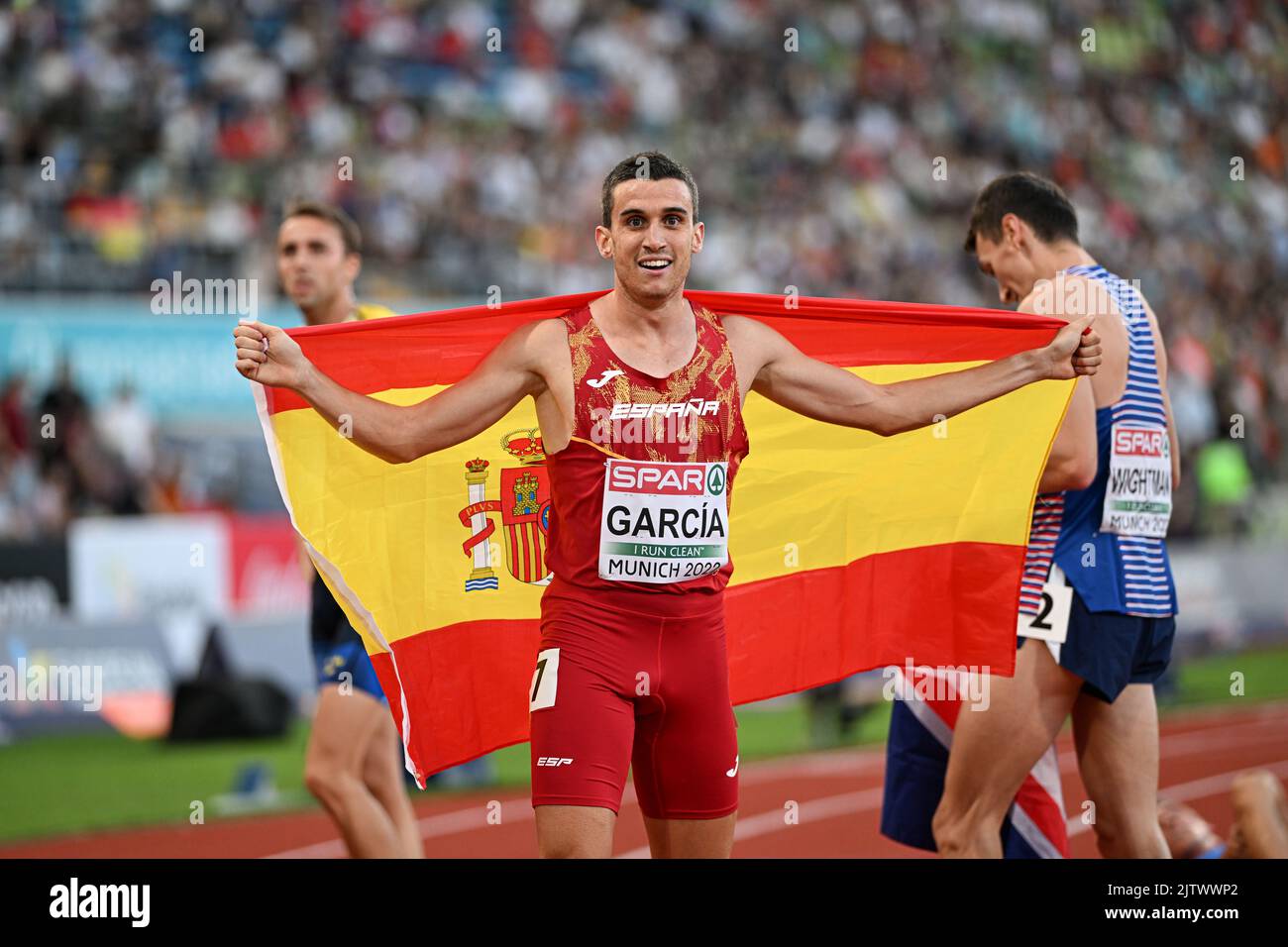 Mariano Garcia with her country's flag at the European Athletics ...
