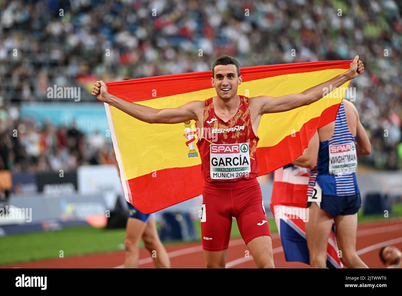 Mariano Garcia with her country's flag at the European Athletics ...