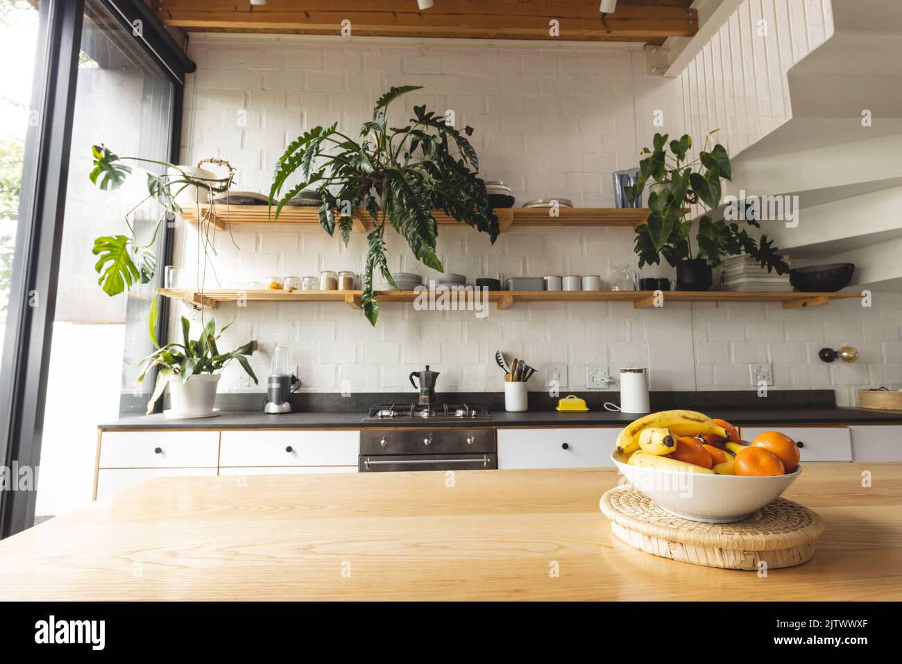 View of modern interior of kitchen of a modern house Stock Photo - Alamy