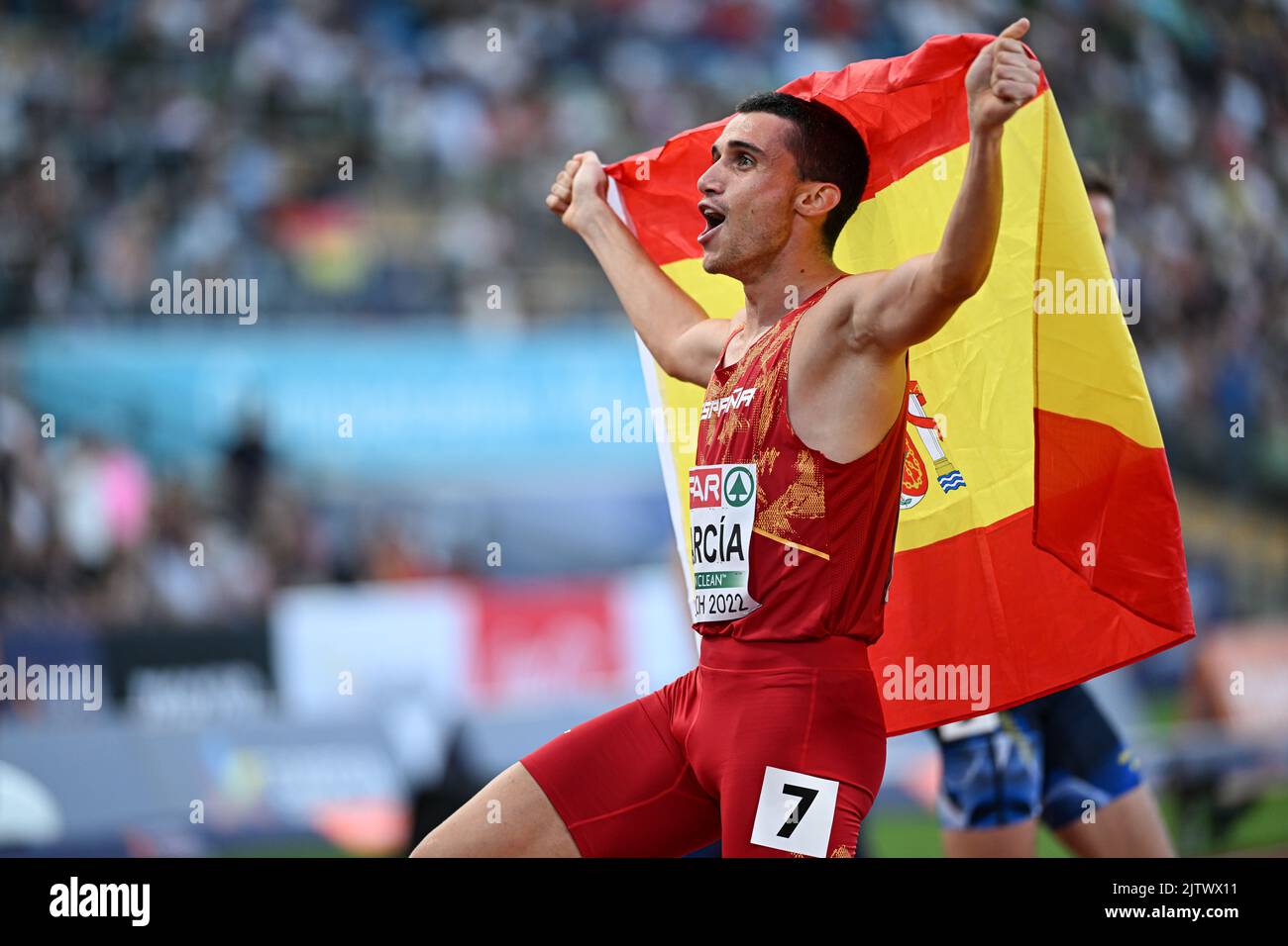 Mariano Garcia with her country's flag at the European Athletics ...